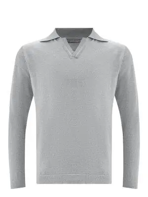 PERALUNA Polo Neck Fine Knit Pullover - Grey