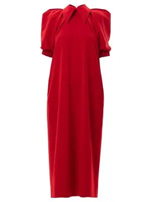 JULIA ALLERT Collared Puff Sleeve Midi Dress