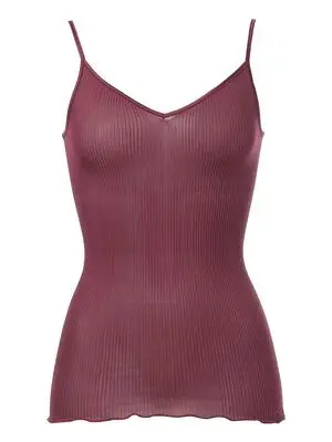 AROMATIQUE Silk Ribbed Camisole - Red