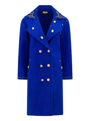 MAUI X LOLITA Ilya Indigo Wool Wrap Coat - Blue