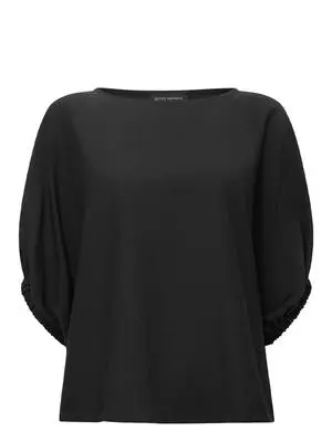 JAMES LAKELAND Gathered Sleeve Blouse - Black