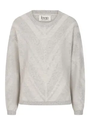 LOOP CASHMERE Textured Chevron Cashmere Sweater - Grey