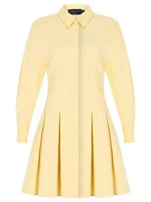 EXQUISE Pleated Mini Shirt Dress - Yellow