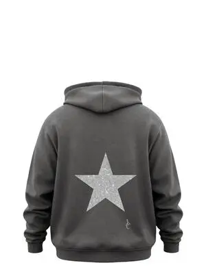 AURA & CO Glitter Star Hoodie - Silver/grey