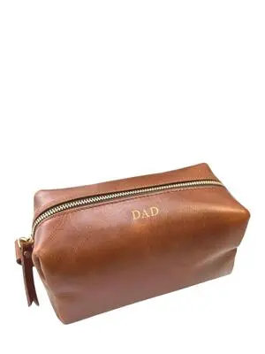 VIDA VIDA Leather Travel Wash Bag - Brown