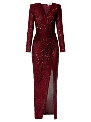 AGGI BY HALEWSKI Scarlet Sequined Maxi Dress - Red