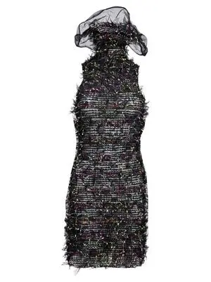 SARAH REGENSBURGER Fringe Mini Dress - Black