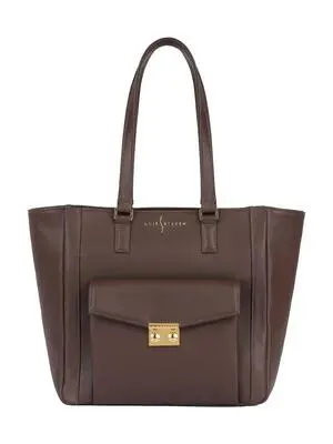LUIS STEVEN Classic Pebble Leather Tote Bag - Brown