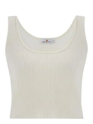 PERALUNA Cashmere Blend Ribbed Knitwear Singlet - White