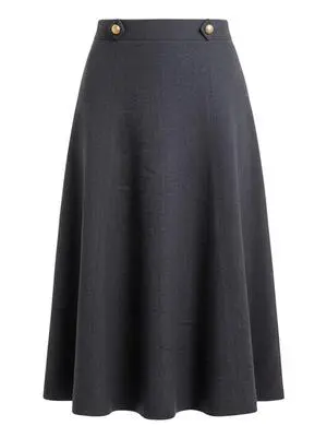STOVARIA Merino Wool A-line Ankle-length Skirt - Black