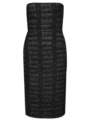 RUE AGTHONIS Lendemain Strapless Tweed Dress - Black