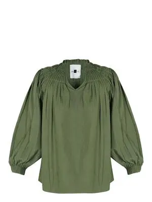 EM & SHI Pleated Top - Green