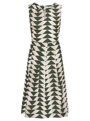 GROBUND Christiane Quilted Print Midi Dress - Green