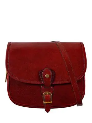 TIME RESISTANCE Full-grain Leather Crossbody Bag With Adjustable Strap - Red