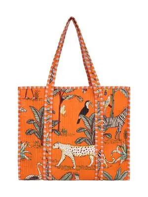 CYC Printed Cotton Reversible Tote Bag - Orange