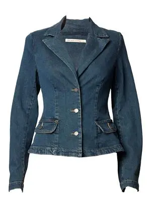LOVE AND NOSTALGIA Peplum Denim Jacket - Blue