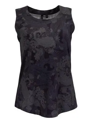 LORDS OF HARLECH Paisley Print Muscle Tank - Black