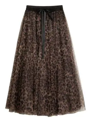 TANTRA SPAIN SL Leopard Print Tulle Skirt - Brown