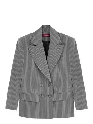 MANDRAGORA Double-breasted Striped Blazer - Grey