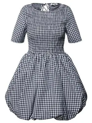 AMY LYNN Gingham Puffball Mini Dress - Black