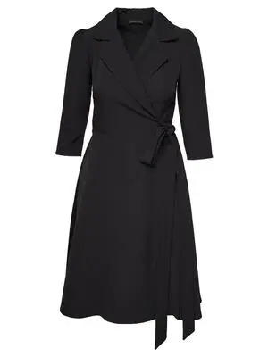 CONCEPT A TROIS Short Wrap Shirt Dress With Pockets - Black