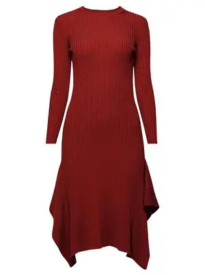 RUMOUR LONDON Alexa Asymmetric Ribbed Midi Dress - Red