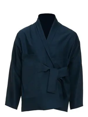 MOE Wool Vest Jacket With Double Pockets - Blue