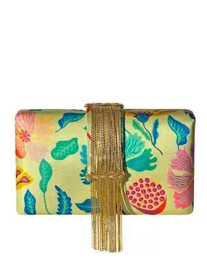 SIMITRI Neutrals Valley Clutch Bag With Metallic Chain Strap - Gold