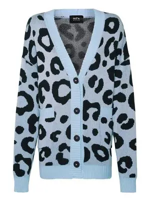 SVETA MILANO Leopard-jacquard Long Cardigan - Black/blue