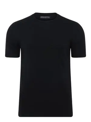 PAUL JAMES KNITWEAR Superfine Merino Wool Illario Knitted T-shirt - Black