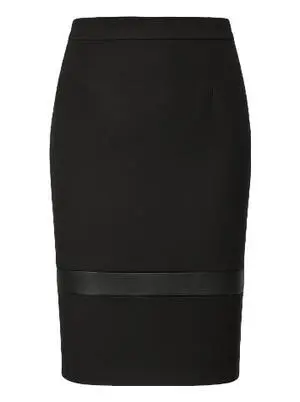 CONQUISTA Classic Straight Knee Length Skirt - Black