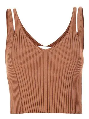 SALANIDA Ribbed Crop Top - Brown
