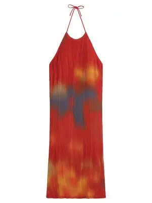 THINKING MU Pleated Midi Dress - Red