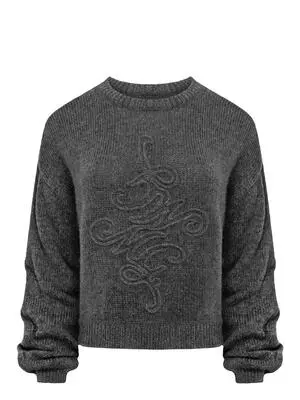MANDRAGORA Wool And Baby Alpaca Sweater With Logo - Grey