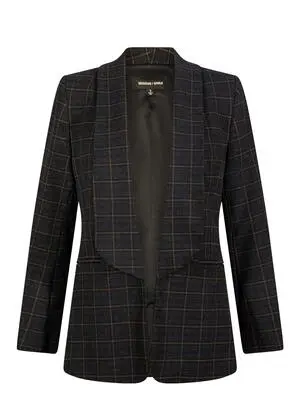 MADISON / SAVILE Plaid Boyfriend Blazer - Black/brown
