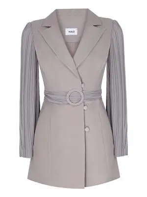 NALÈ Pleated Sleeve Blazer And Wide Leg Trouser Set - Grey