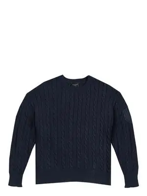 RAVE ON TREND Cable Knit Cotton Sweater - Blue