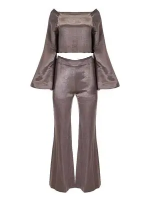 LITA COUTURE Wide Leg Viscose Trousers - Green