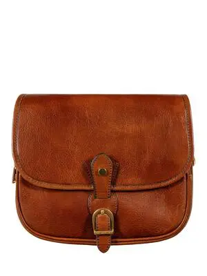 TIME RESISTANCE Leather Saddle Crossbody Bag - Brown