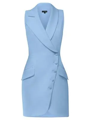 TIA DORRAINE Sleeveless Blazer Mini Dress - Blue