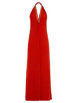 N'ONAT Maxi Dress With Chain Detail - Red