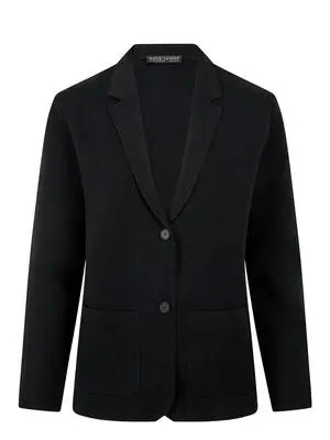 PAUL JAMES KNITWEAR Midweight Cotton Knitted Blazer - Black