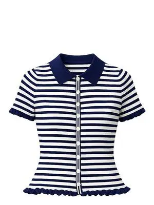 YUMI Striped Knit Top - Blue
