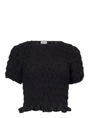 AMY LYNN Eliza Lace Shirred Top - Black