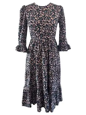 THE WELL WORN Felicity Deco Floral Dress - Blue