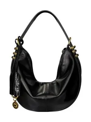 INDIGOLUSH Midi Hobo Bag With Oracle Hiss Hardware - Black