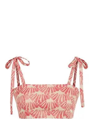 LILAMIE Palermo Bustier Summer Crop Top With Tie Detail