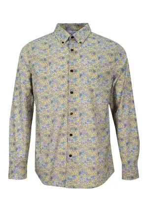 LORDS OF HARLECH Morris Flower Field Shirt Shadow Sunshine - Orange
