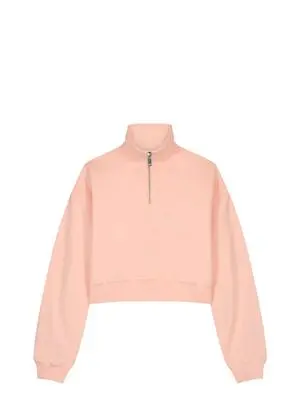 VELD Runyon Cropped Quarter-zip Sweatshirt - Pink