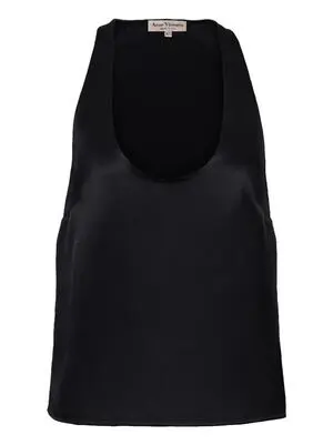 ANSE VICTORIN Victoria Silk Tank Top - Black